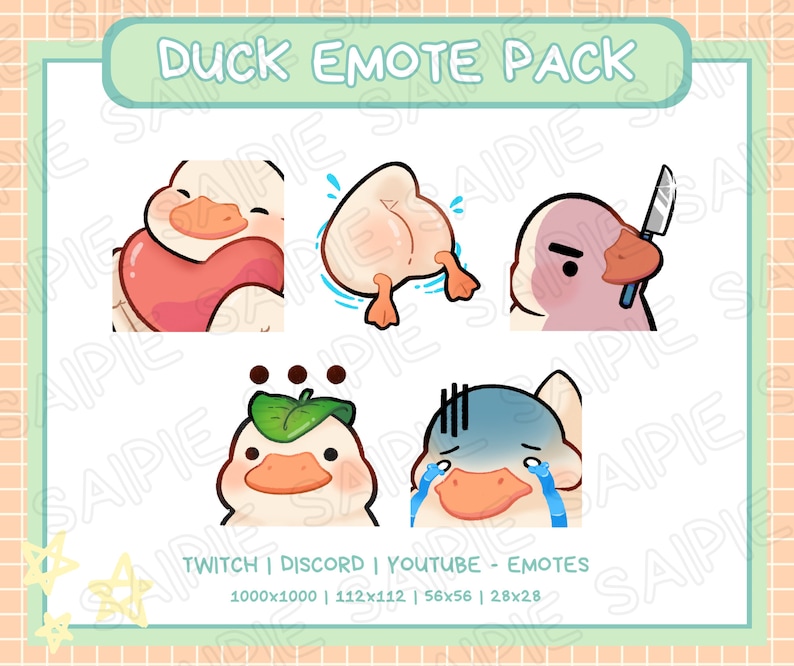 Duck Emote Pack | White Duck Emotes for Twitch, Discord, Youtube ...