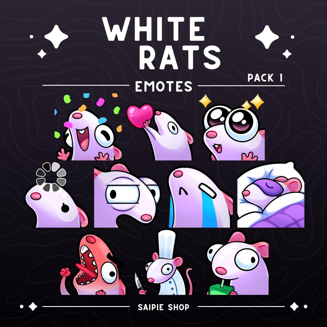 White Rats Emote Pack 1 | Squishy Rat Emotes for Twitch, Discord ...