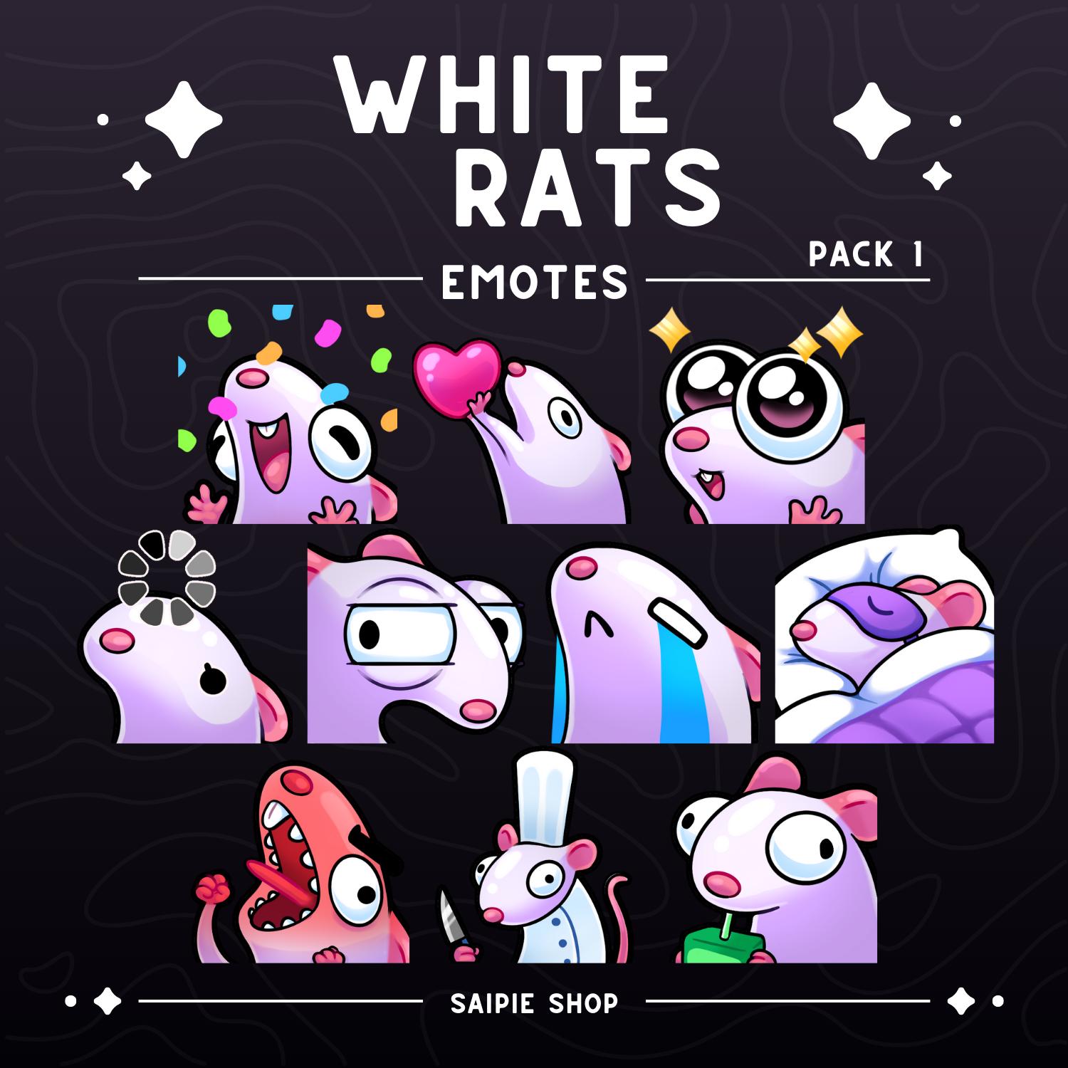 White Rats Emote Pack 1 | Squishy Rat Emotes for Twitch, Discord ...