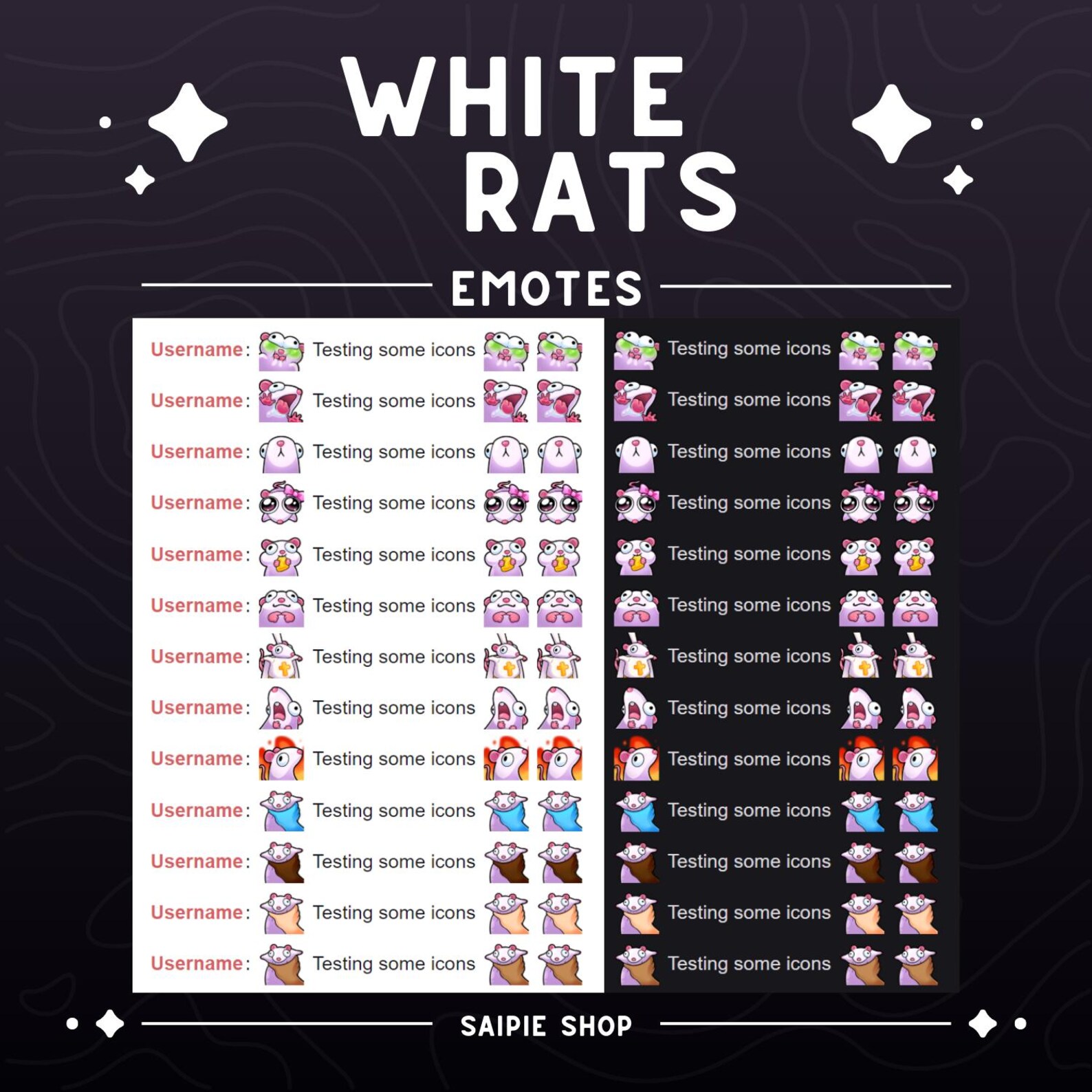 White Rats Emote Pack 2 | Squishy Rat Emotes for Twitch, Discord ...