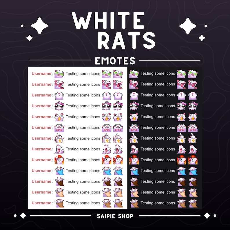 White Rats Emote Pack 2 | Squishy Rat Emotes for Twitch, Discord ...