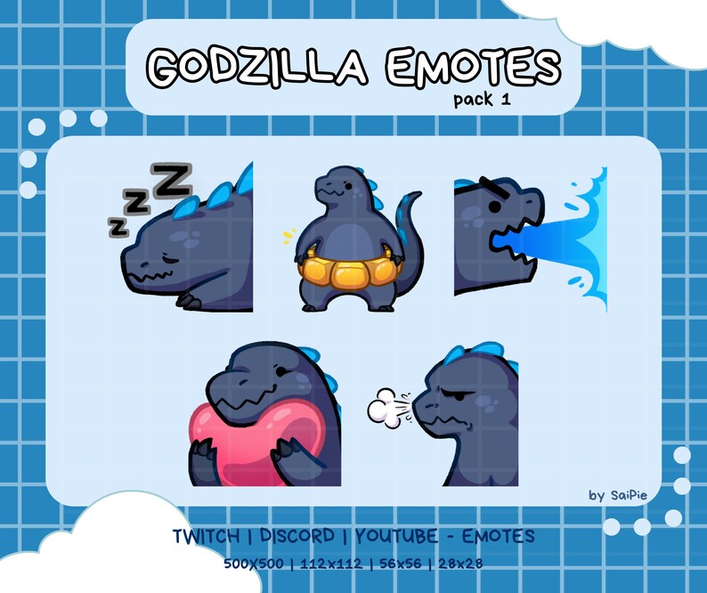 Godzilla Emote Pack Kaiju Godzilla Emotes for Twitch, Discord, Youtube ...