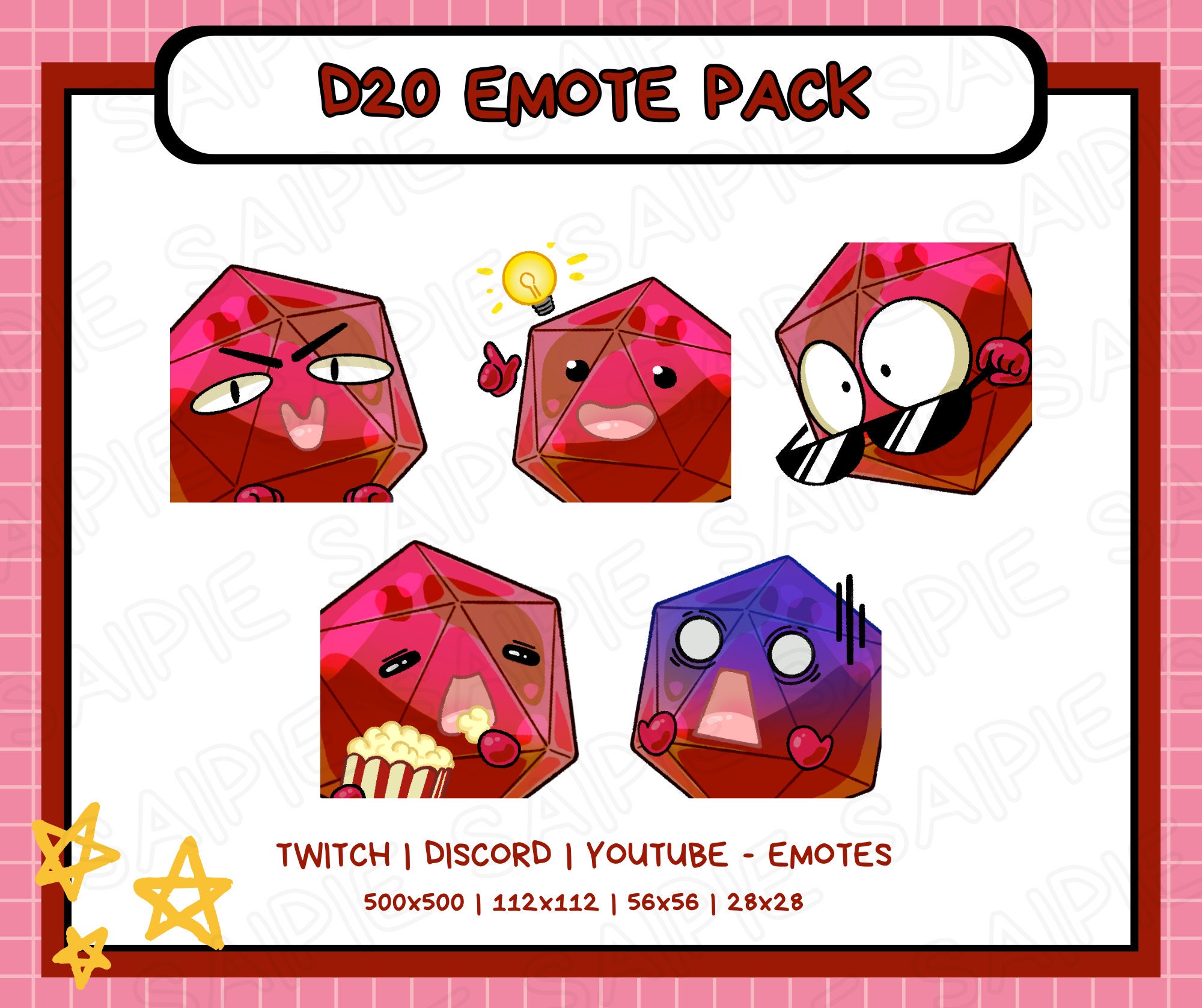 D20 Dice Emote Pack: Twitch, Discord, Youtube (digital Download) - Etsy