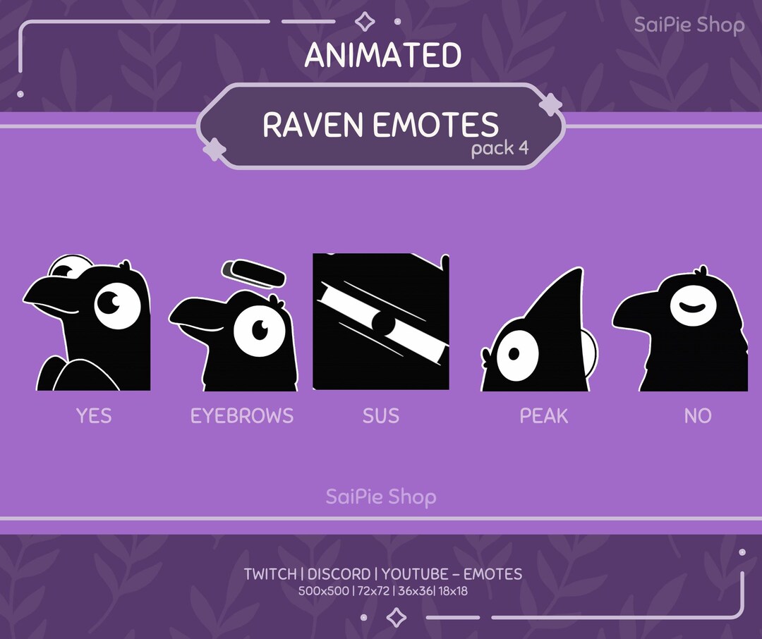 ANIMATED Raven & Crow Emote Pack 4 | Blackbird Emotes for Twitch ...