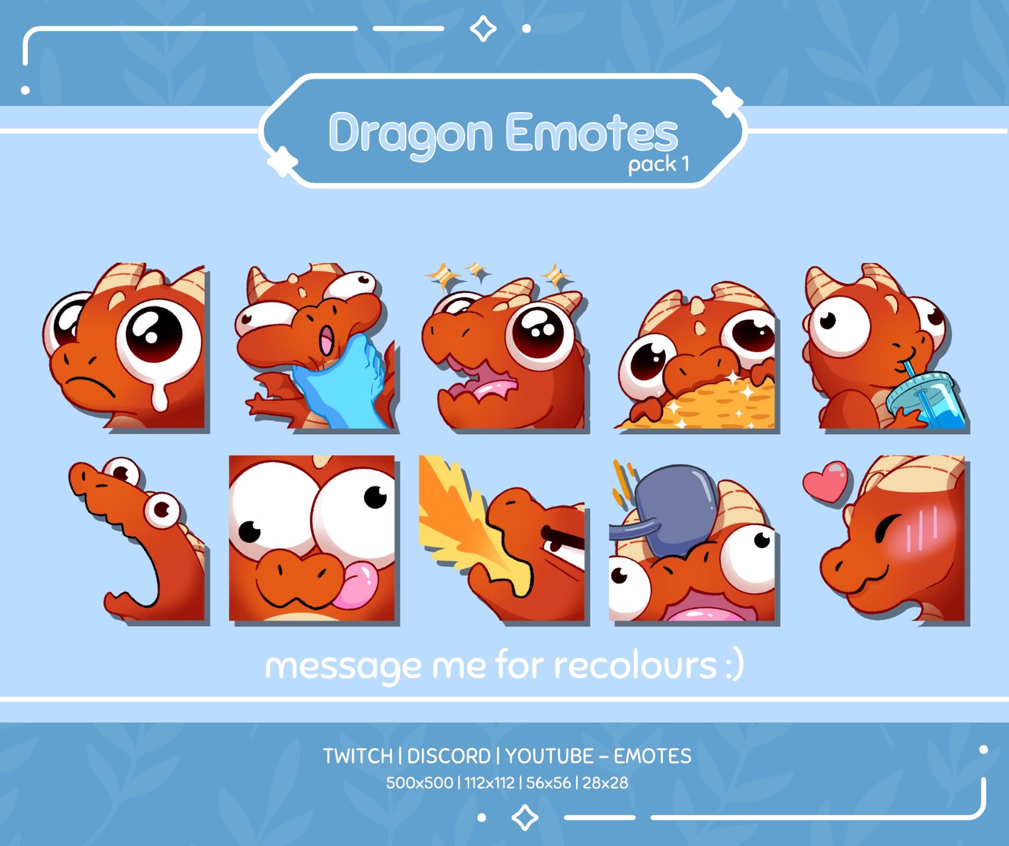 Dragon Emote Pack 1 | Red Drake Emotes for Twitch, Discord, Youtube - Etsy