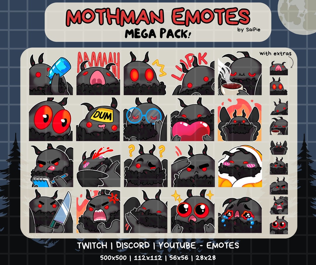 Mothman Emote Mega Pack | Cryptid Mothman Emotes for Twitch, Discord ...