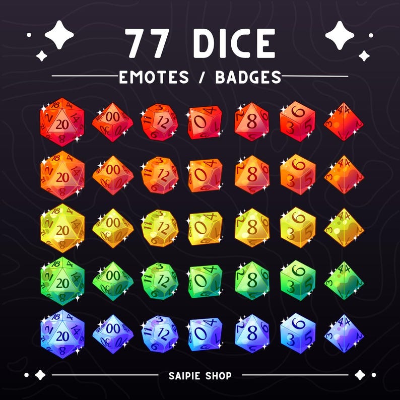77 Dice Badges & Emotes | Dnd Twitch/youtube Sub Badges - Etsy