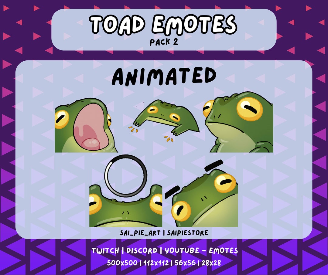 Toad Emote Pack 2 - Animated | Frog Emotes for Twitch, Discord, Youtube ...
