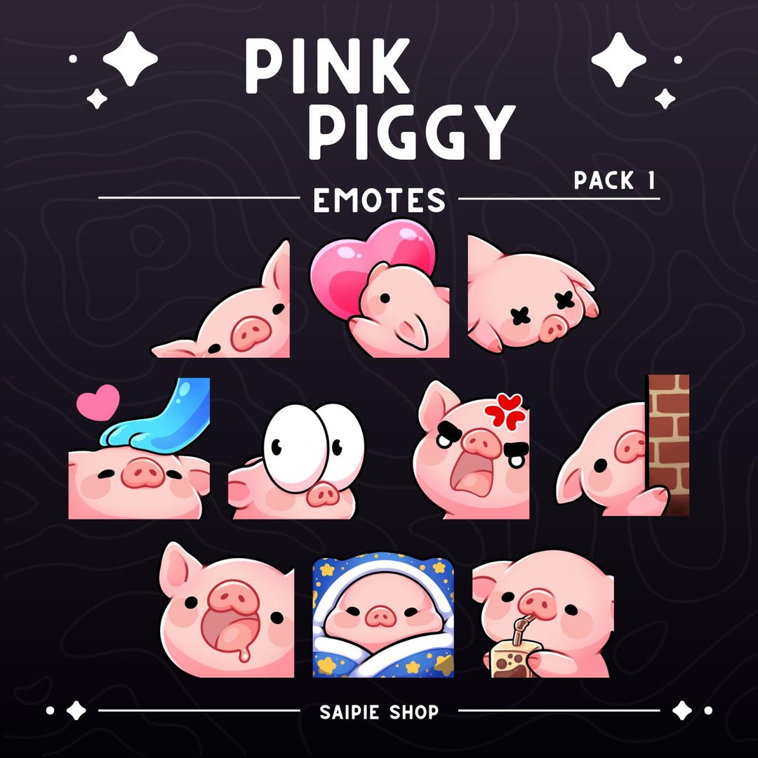 Pink Pig Emote Pack 1 | Little Piggy Emotes for Twitch, Discord ...