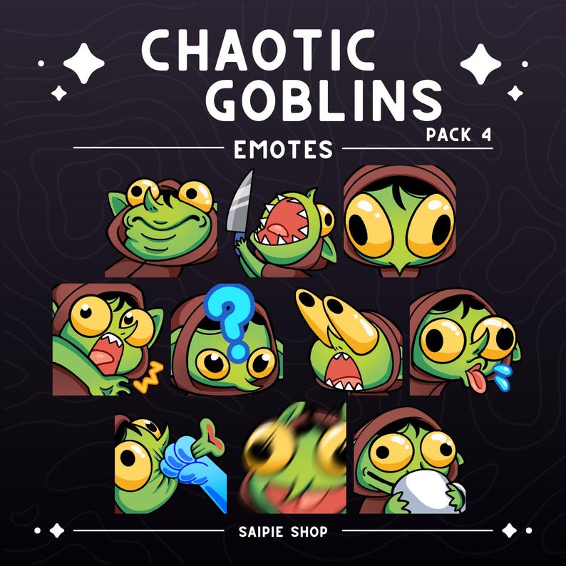 Goblin Emote Pack 4 | Gobbo Emotes for Twitch, Discord, Youtube - Etsy
