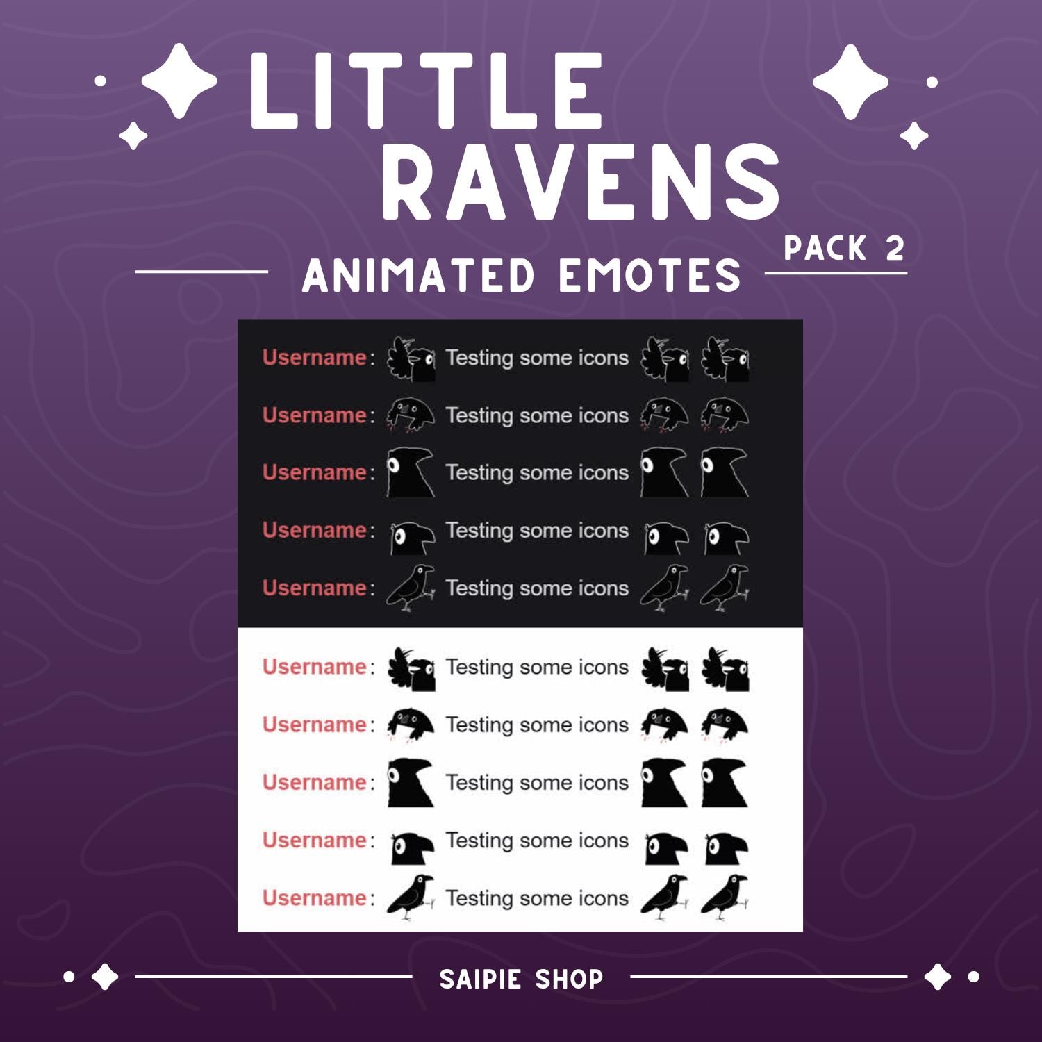 ANIMATED Raven & Crow Emote Pack 2 | Blackbird Emotes for Twitch ...