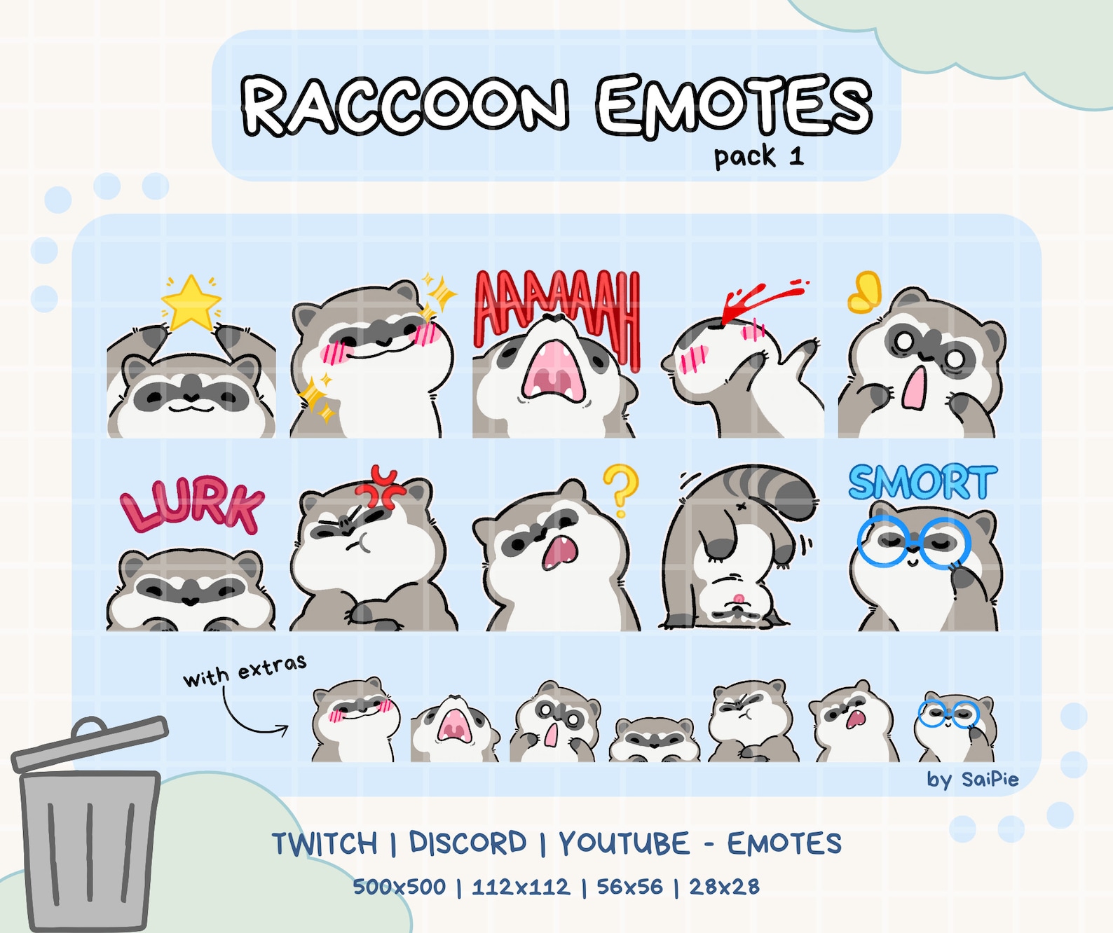 Raccoon Emote Pack | Trash Panda Emotes for Twitch, Discord, Youtube - Etsy