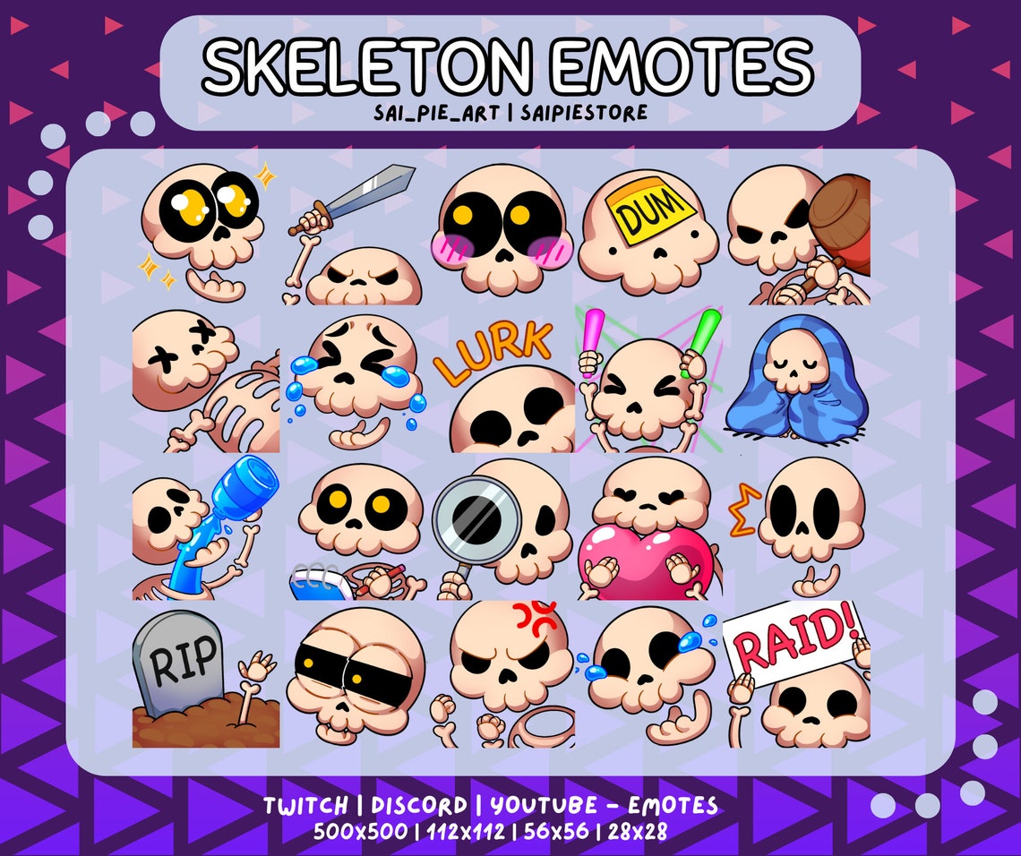Skeleton Emote Mega Pack | Skull Emotes for Twitch, Discord, Youtube - Etsy