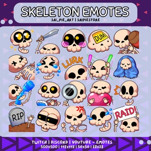 Skeleton Emote Pack Skull Emotes for Twitch, Discord, Youtube - Etsy