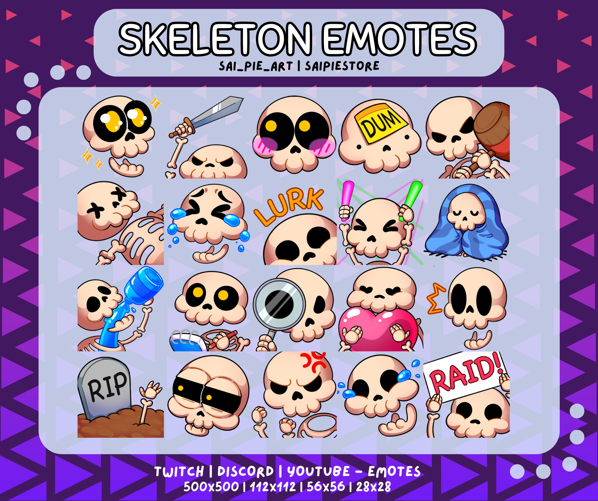 Skeleton Emote Pack Skull Emotes for Twitch, Discord, Youtube - Etsy