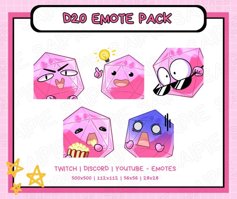 D20 Dice Emote Pack: Twitch, Discord, Youtube (digital Download) - Etsy