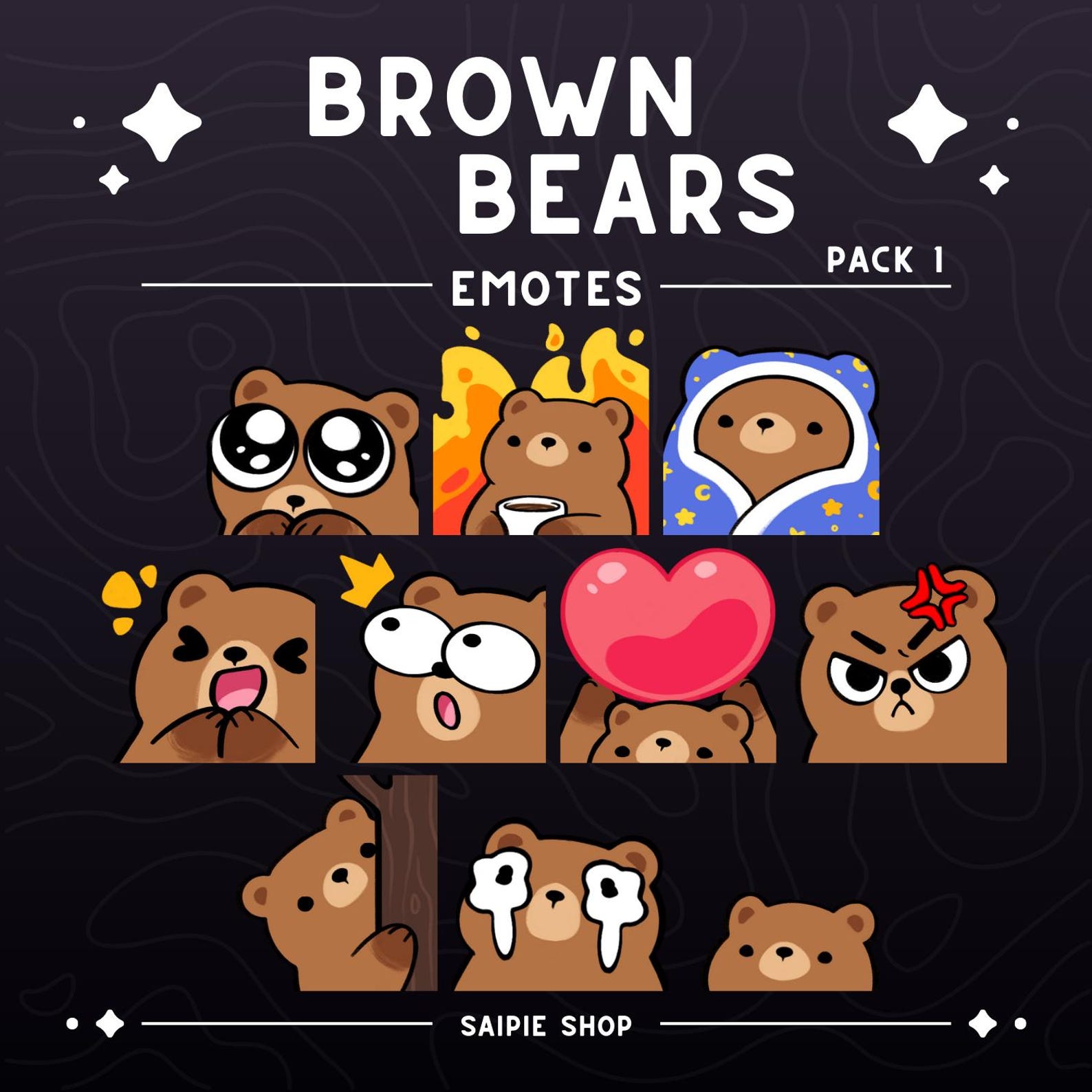 Bear Emote Pack 1 | Brown Bear Emotes for Twitch, Discord, Youtube ...