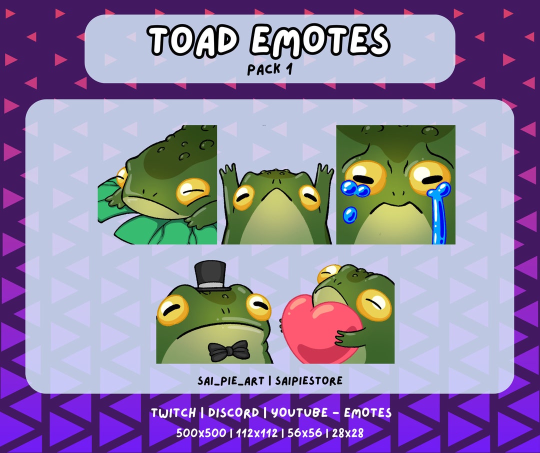 Toad Emote Pack 1 | Frog Emotes for Twitch, Discord, Youtube - Etsy