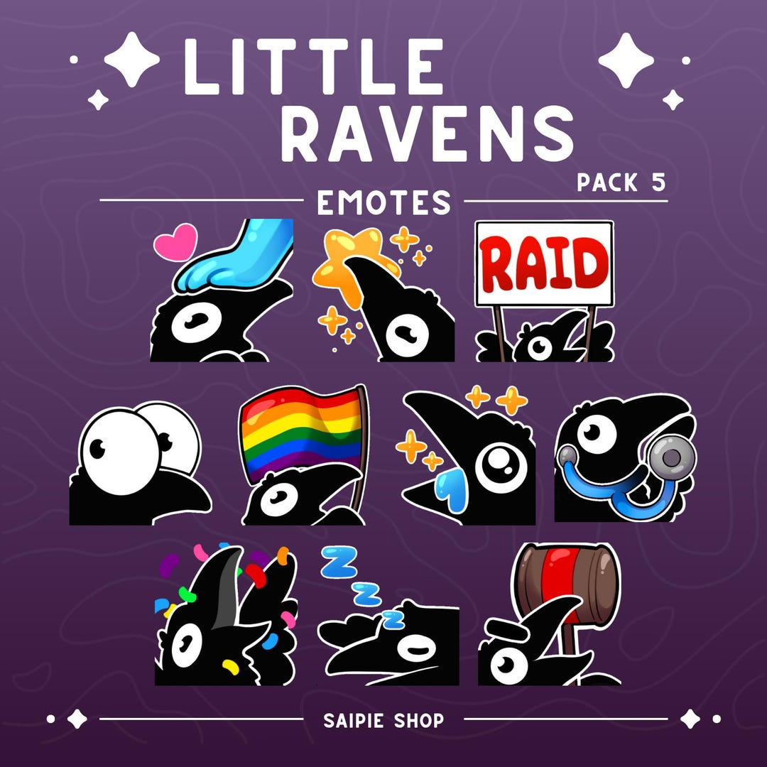 Raven & Crow Emote Pack 5 | Blackbird Emotes for Twitch, Discord ...