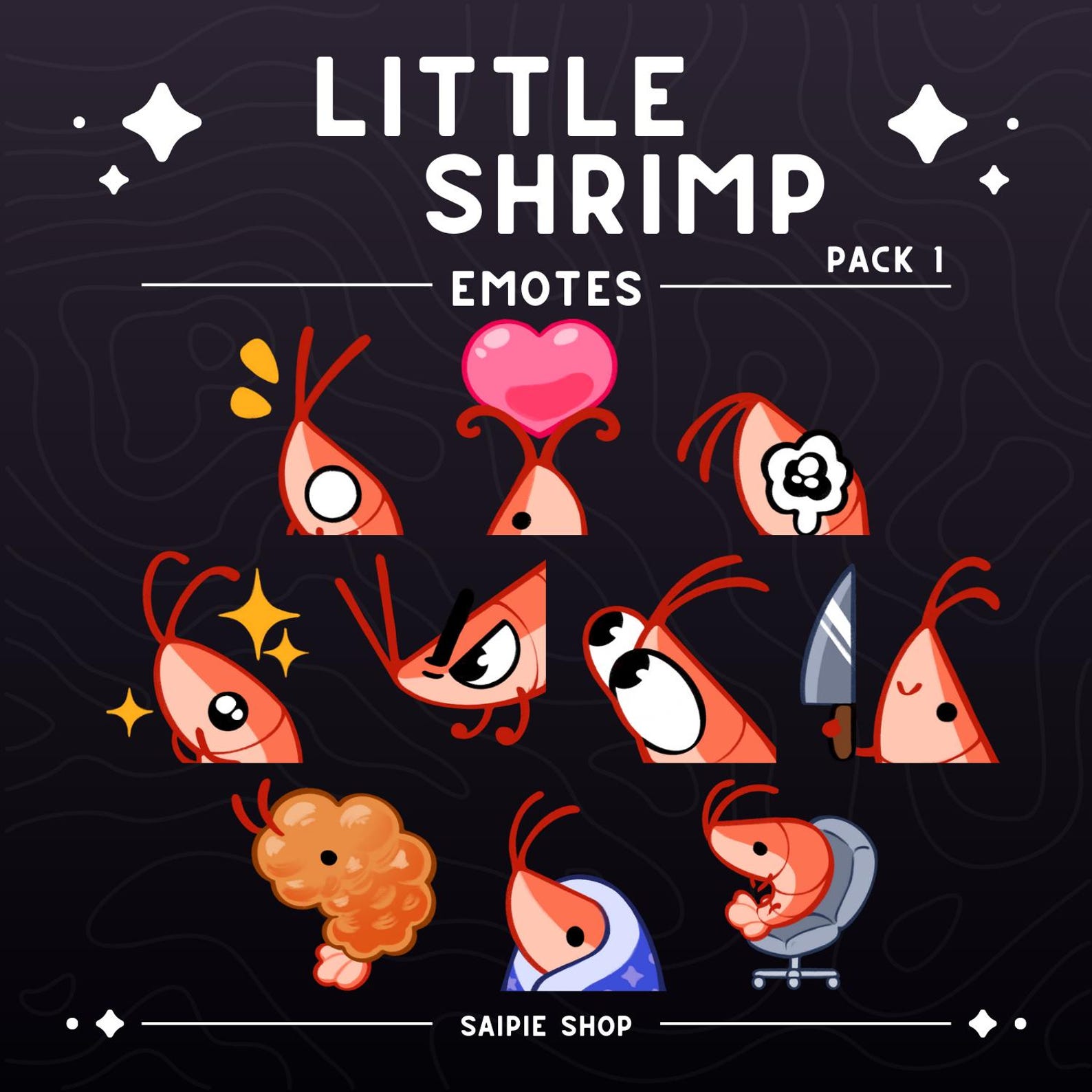 Shrimp Emote Pack 1 | Prawn Emotes for Twitch, Discord, Youtube ...