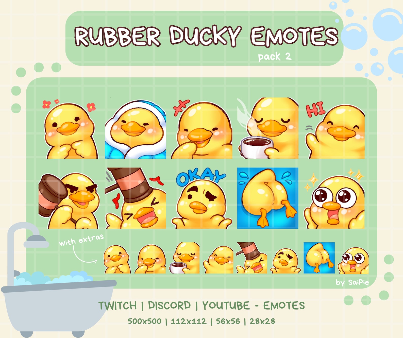 Rubber Ducky Emote Pack 2 | Yellow Duck Emotes for Twitch, Discord ...