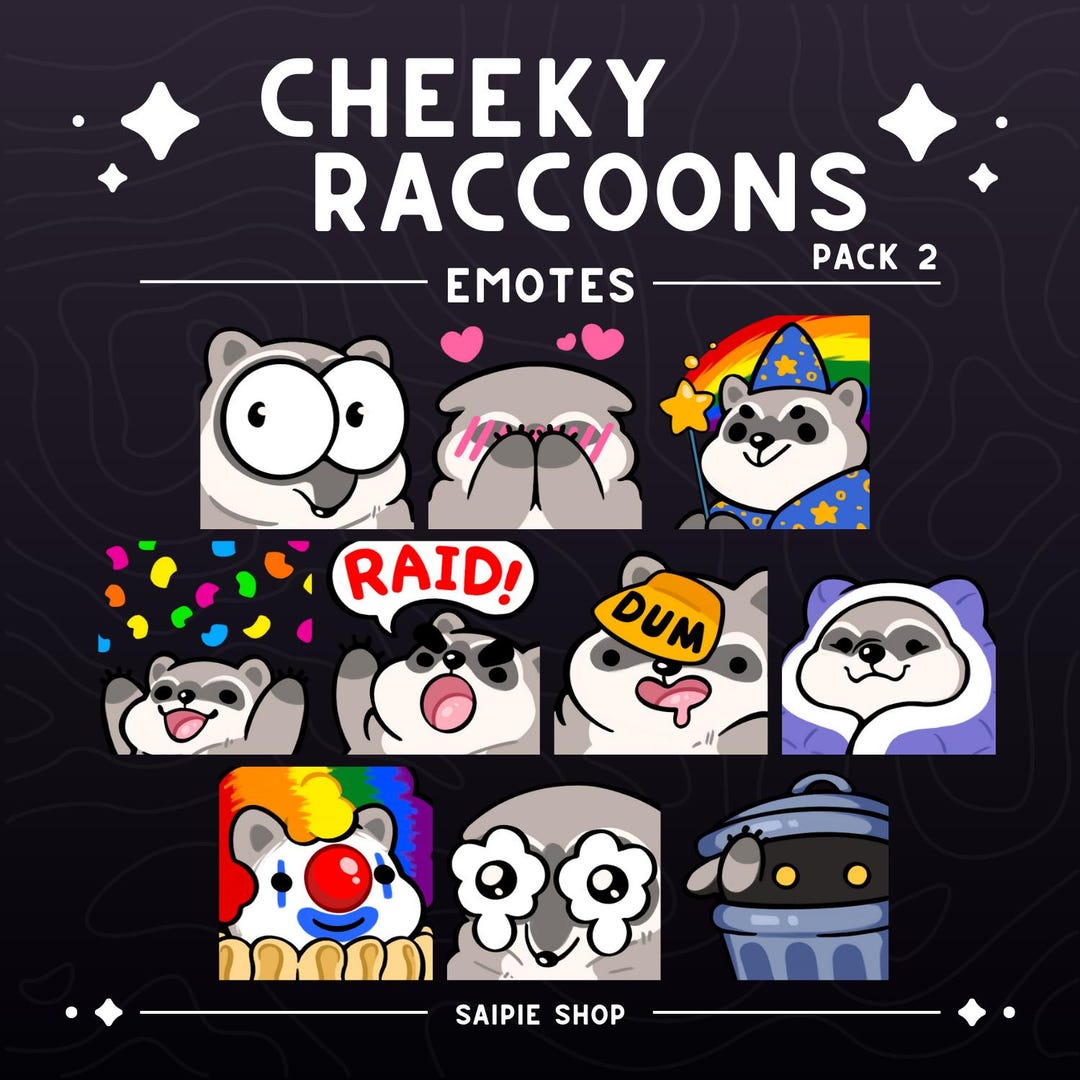 Raccoon Emote Pack 2 | Trash Panda Twitch / Discord / Youtube Emotes ...