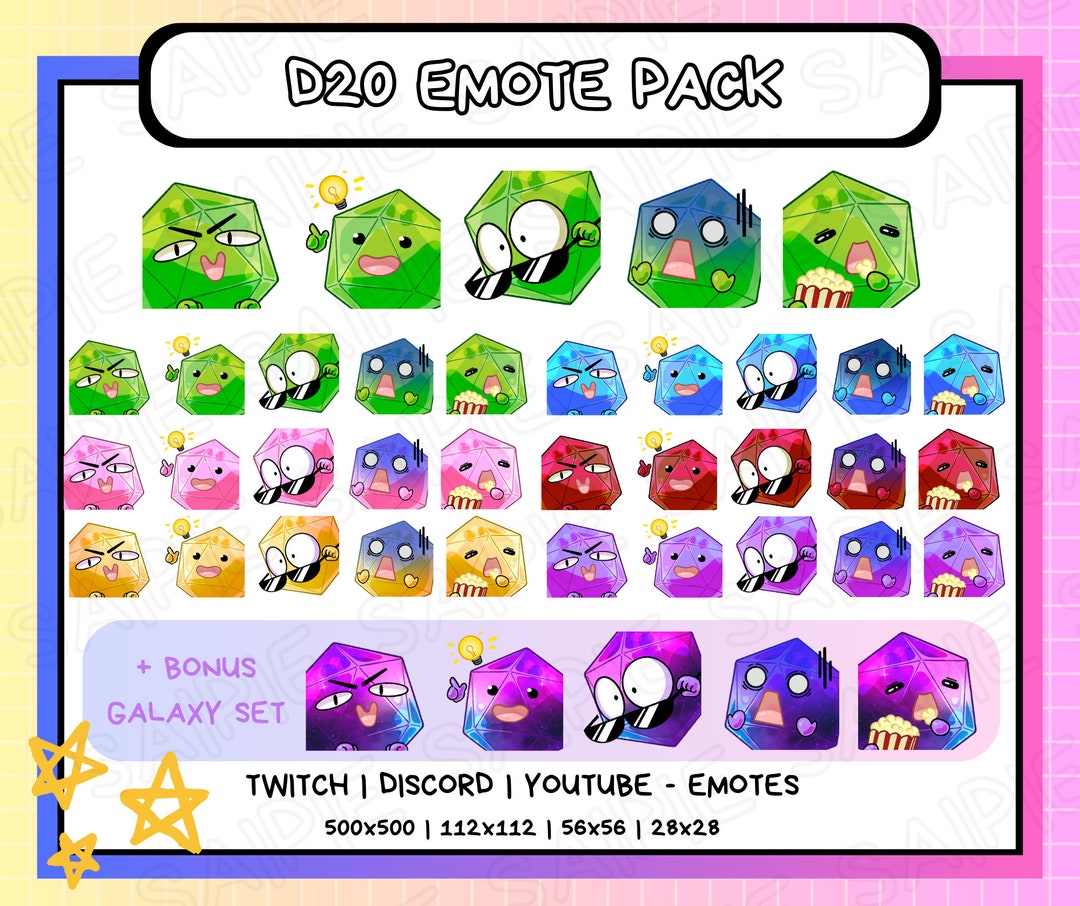D20 Dice Emote Pack: Twitch, Discord, Youtube (digital Download) - Etsy