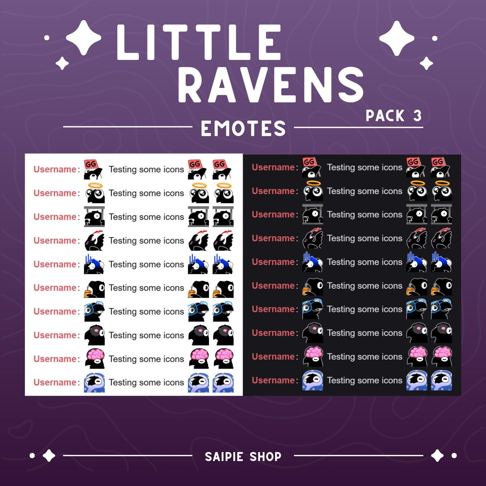Raven & Crow Emote Pack 3 | Blackbird Emotes for Twitch, Discord ...
