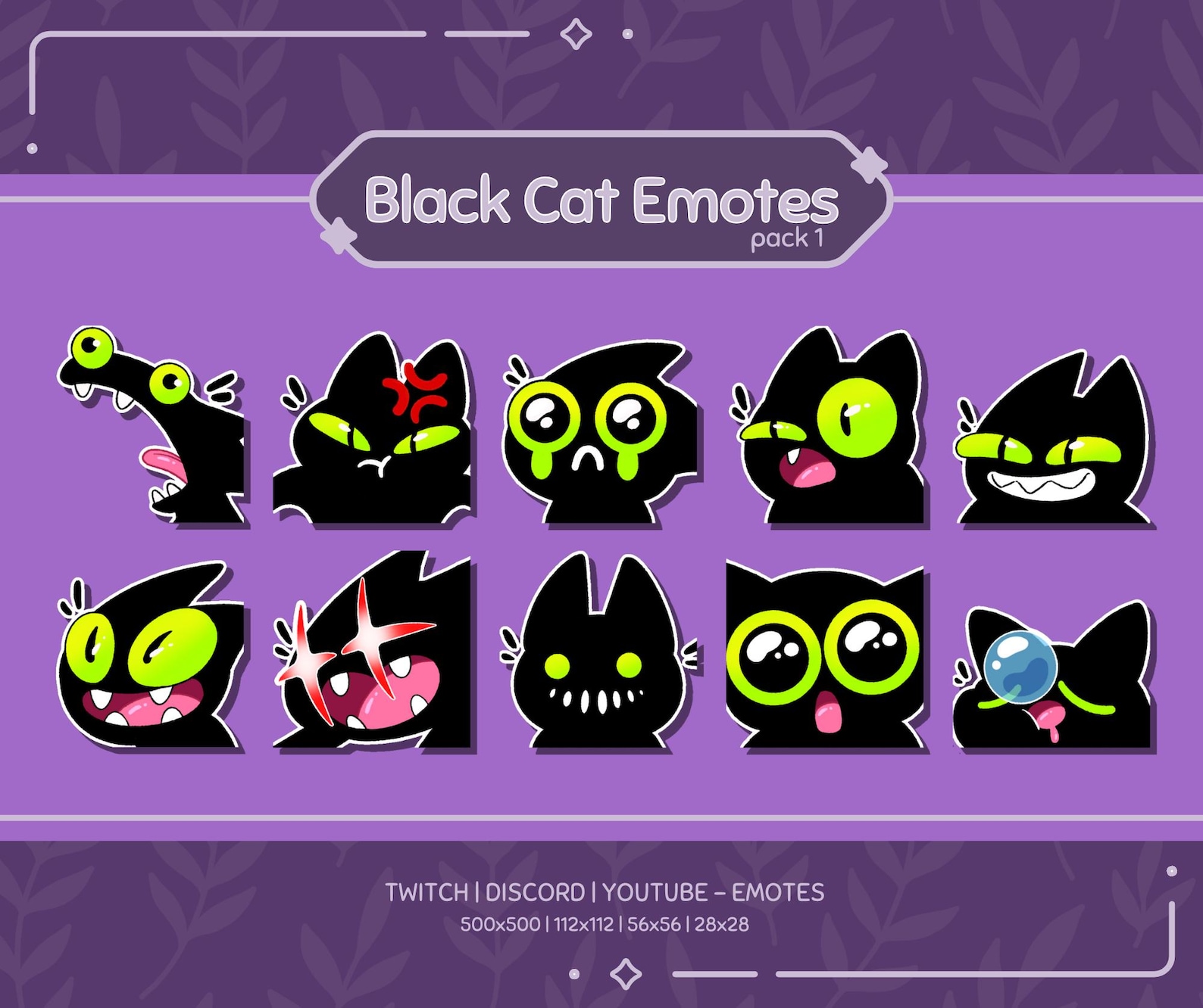 Black Cat Emote Pack | Feline Emotes for Twitch, Discord, Youtube - Etsy