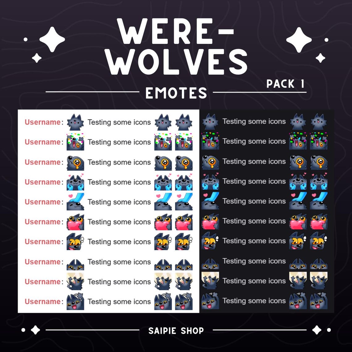Werewolf / Wolf Emote Pack 1 || Wolf Emotes for Twitch, Discord ...
