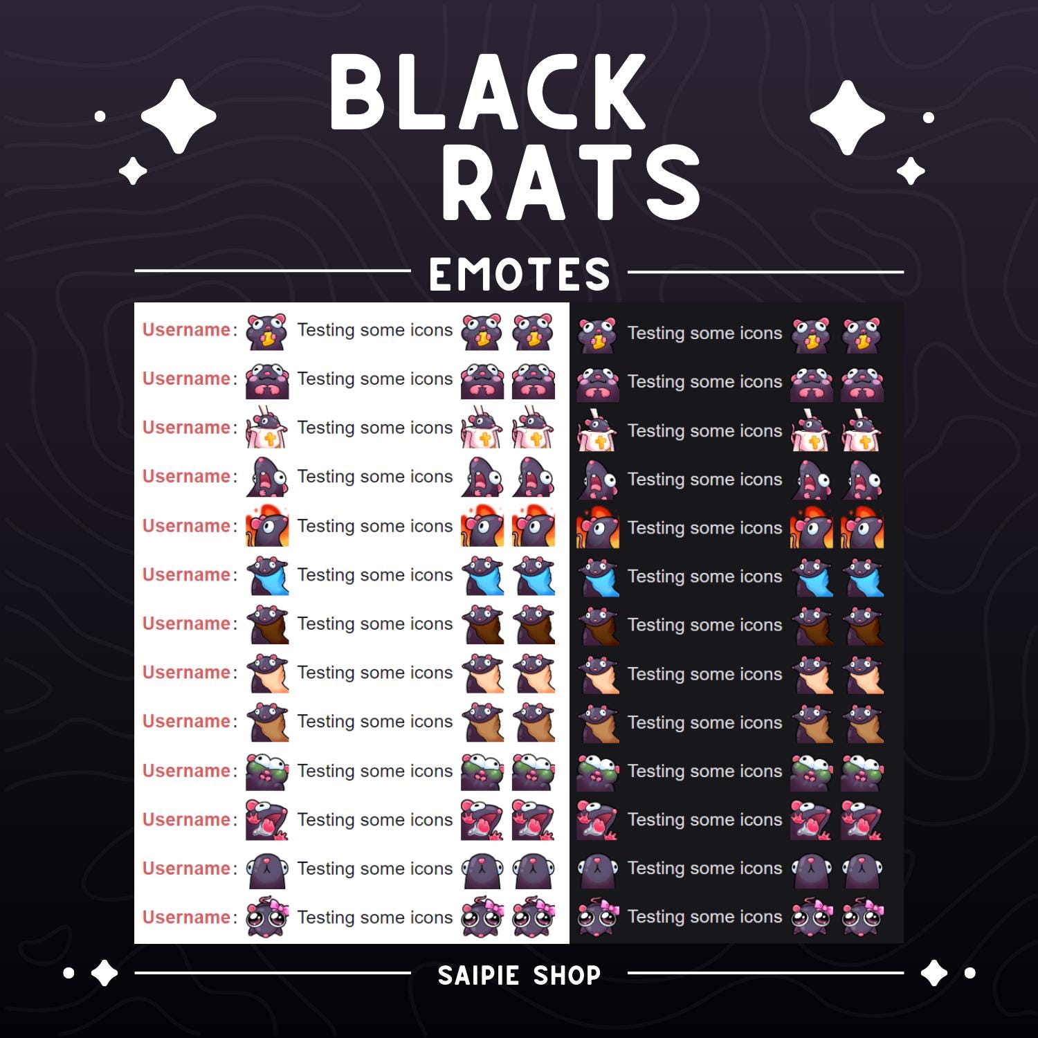 Black Rats Emote Pack 2 | Squishy Rat Emotes for Twitch, Discord ...