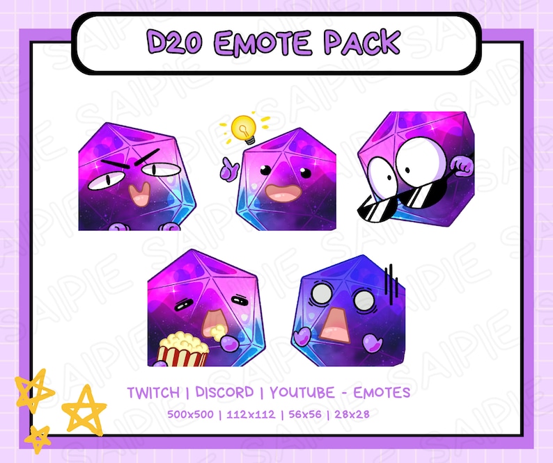 D20 Dice Emote Pack: Twitch, Discord, Youtube (digital Download) - Etsy