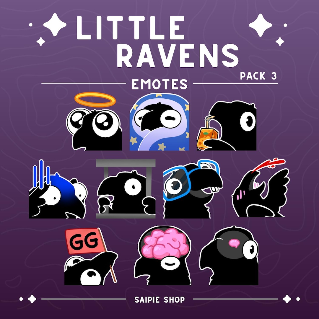 Raven & Crow Emote Pack 3 | Blackbird Emotes for Twitch, Discord ...