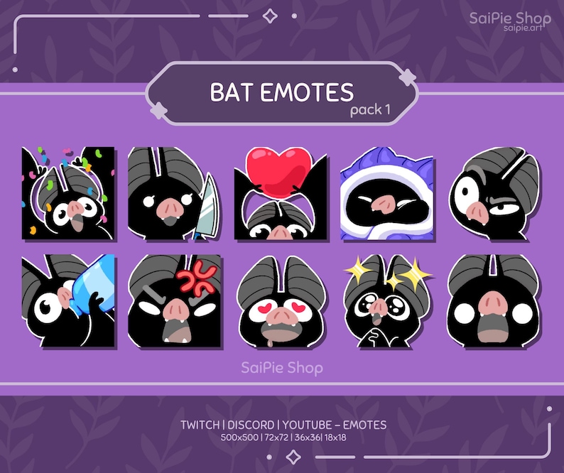 Bat Emote Pack | Spooky Cute Bat Emotes for Twitch, Discord, Youtube - Etsy