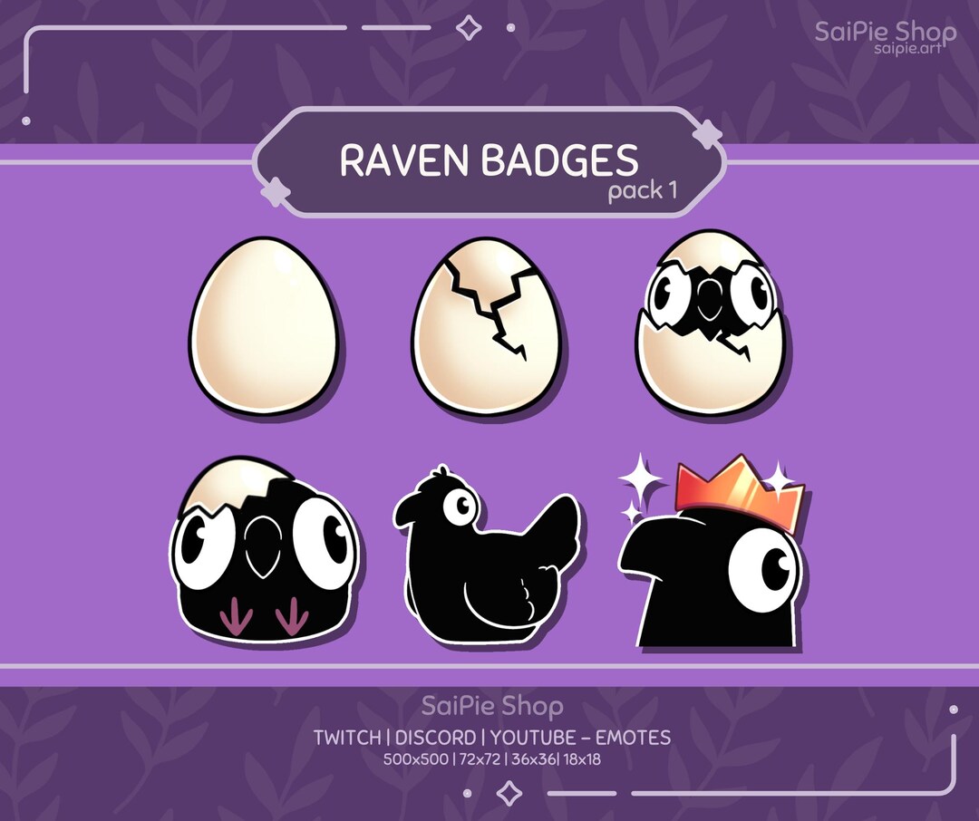 Raven & Crow Sub / Bit Badges || Twitch | Youtube | Blackbird - Etsy