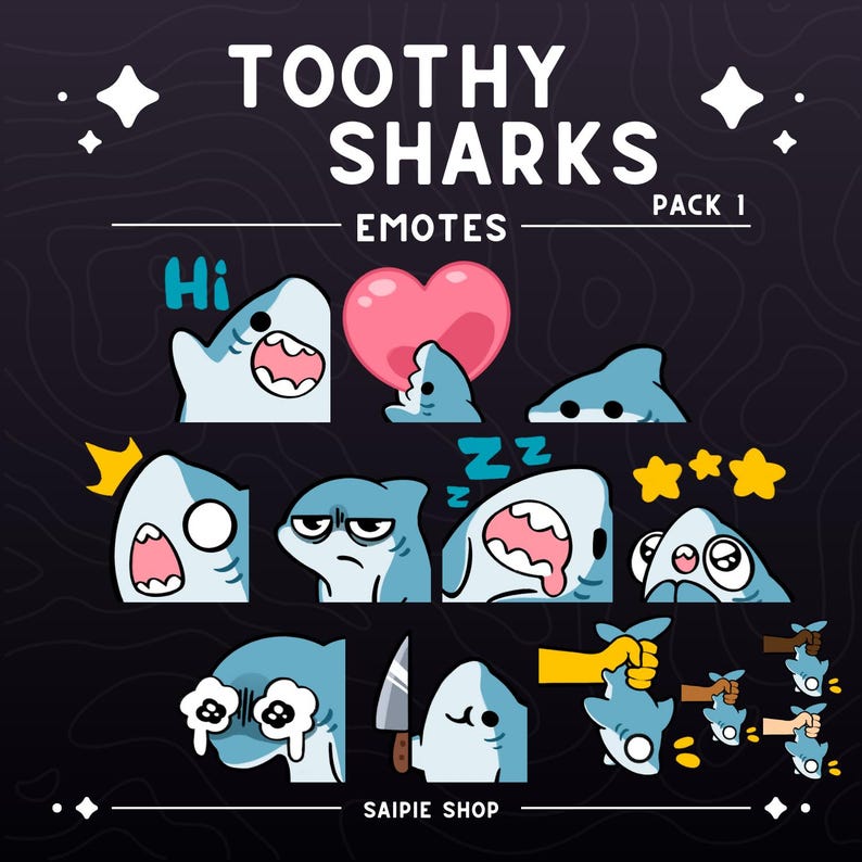 Shark Pack | Emotes for Twitch, Discord, Youtube - Etsy