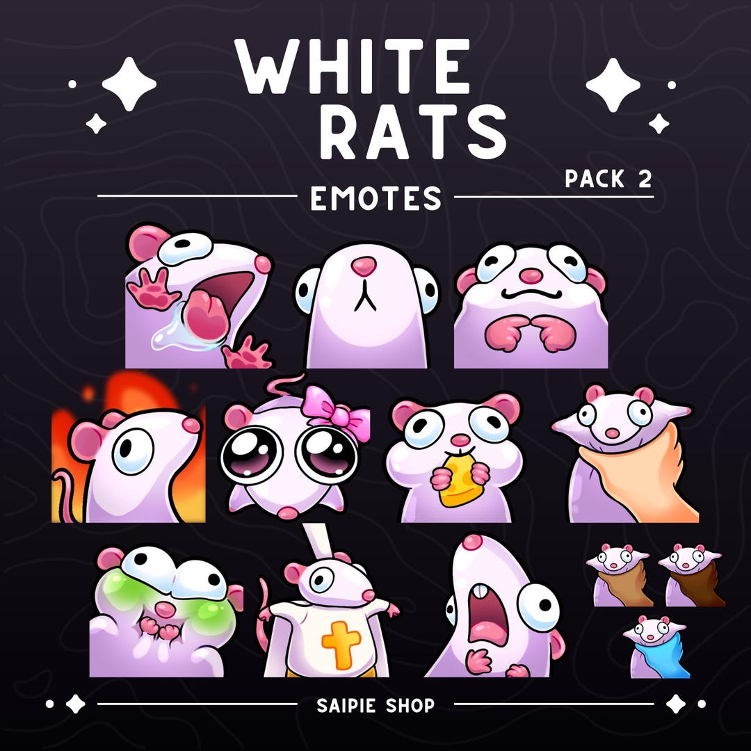 White Rats Emote Pack 2 | Squishy Rat Emotes for Twitch, Discord ...