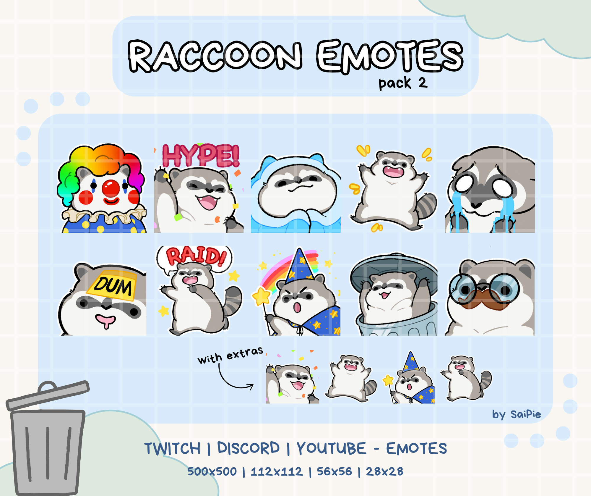 Raccoon Emote Pack | Trash Panda Emotes for Twitch, Discord, Youtube - Etsy