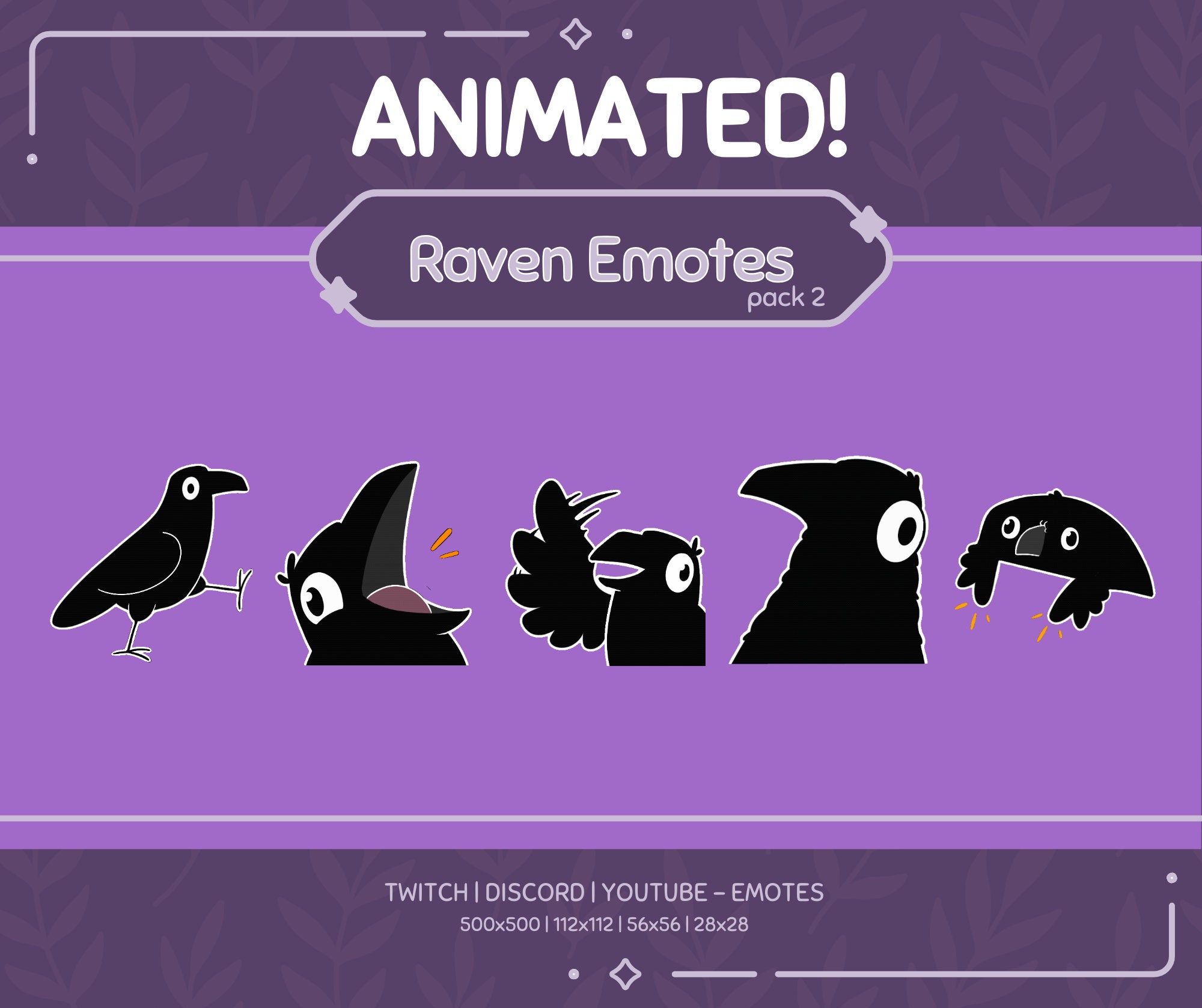 ANIMATED Raven & Crow Emote Pack 2 | Blackbird Emotes for Twitch ...