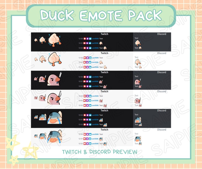 Duck Emote Pack: Twitch, Discord, Youtube (digital Download) - Etsy