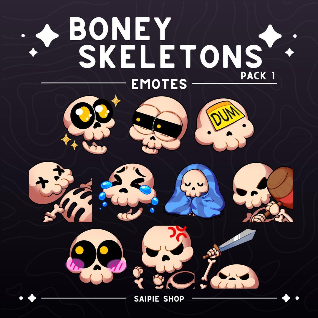 Skeleton Emote Pack 1 | Skull Emotes for Twitch, Discord, Youtube - Etsy