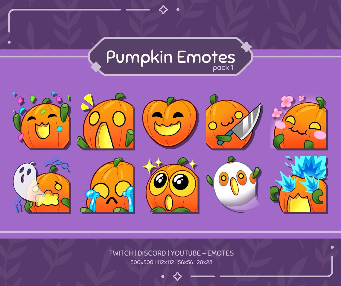 Pumpkin Emote Pack | Halloween Emotes for Twitch, Discord, Youtube - Etsy