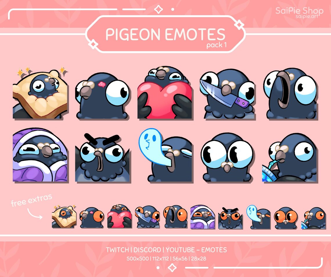 Pigeon Pack 1 | Bird Emotes for Twitch, Discord, Youtube - Etsy
