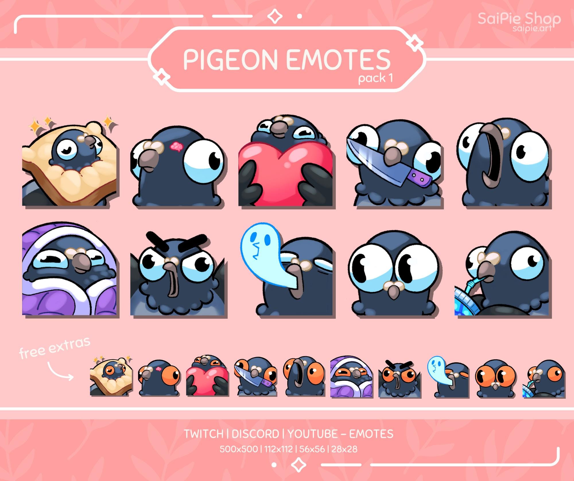 Pigeon Pack 1 | Bird Emotes for Twitch, Discord, Youtube - Etsy
