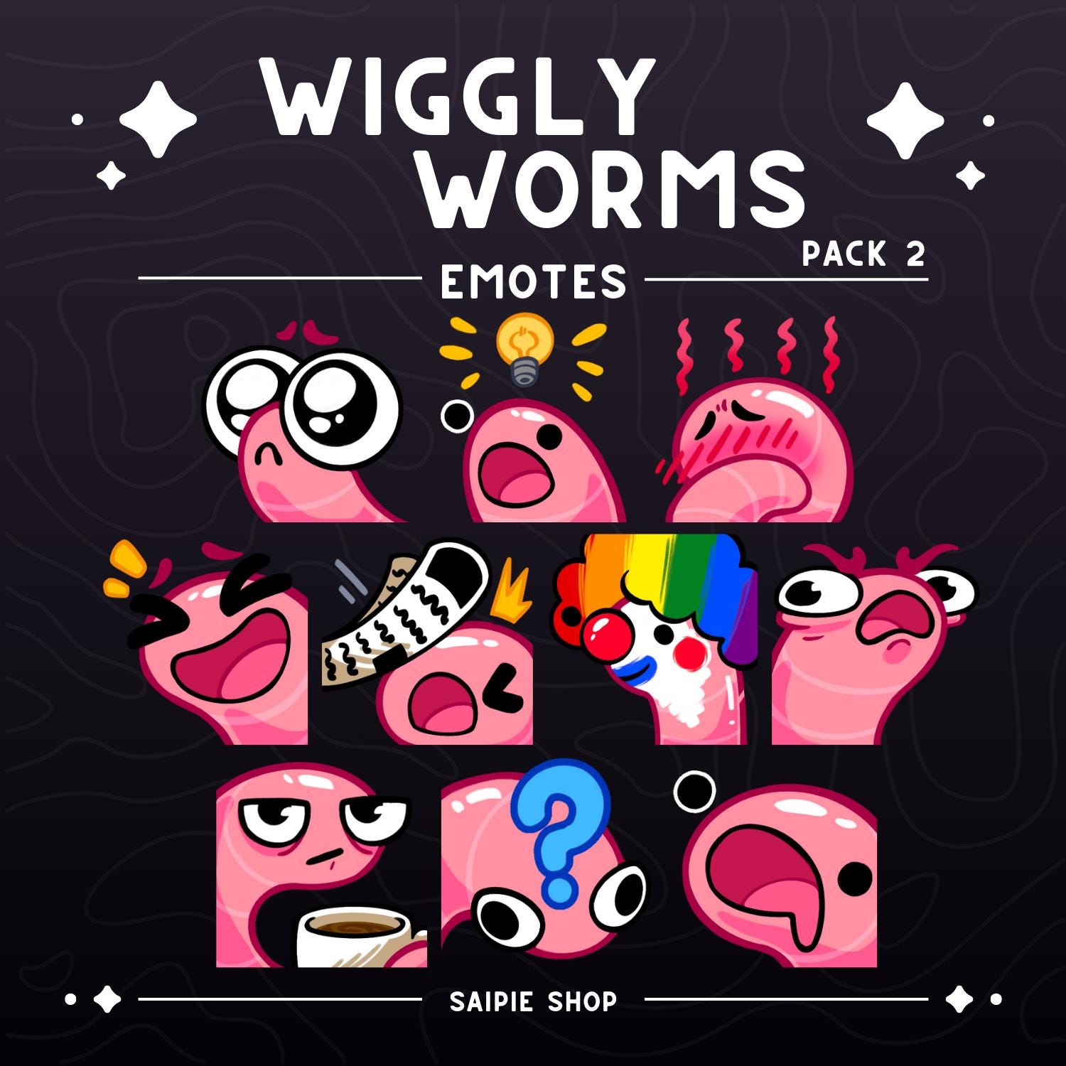 Worm Emote Pack 2 | Earthworm Emotes for Twitch, Discord, Youtube - Etsy