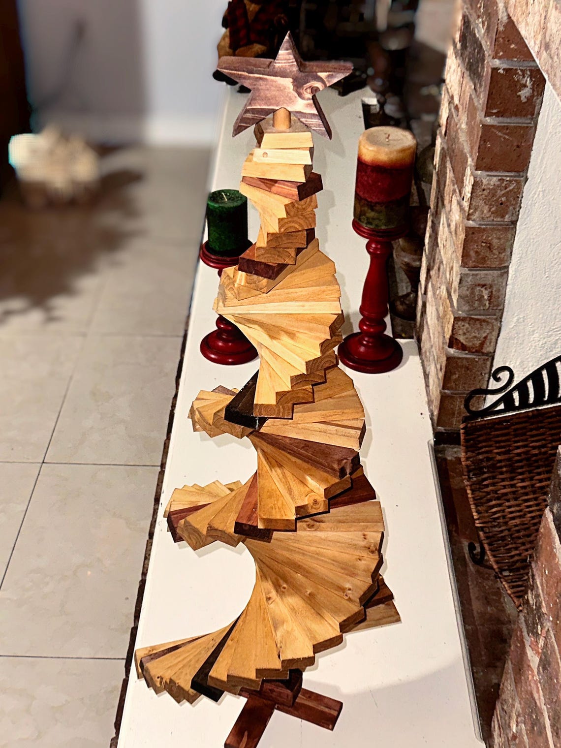 Handcrafted Wooden Spiral Christmas Tree Decor - Etsy