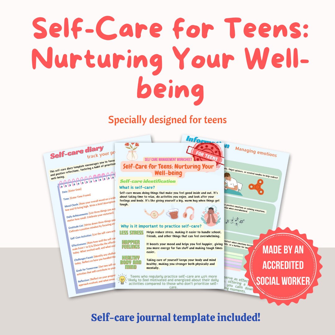 Teen Self-care Empowerment Resource PDF: Visual, Activities, Diary ...
