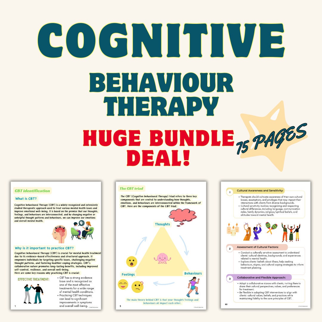 Cognitive Behavior Therapy Bundle, Comprehensive CBT Digital Toolkit ...