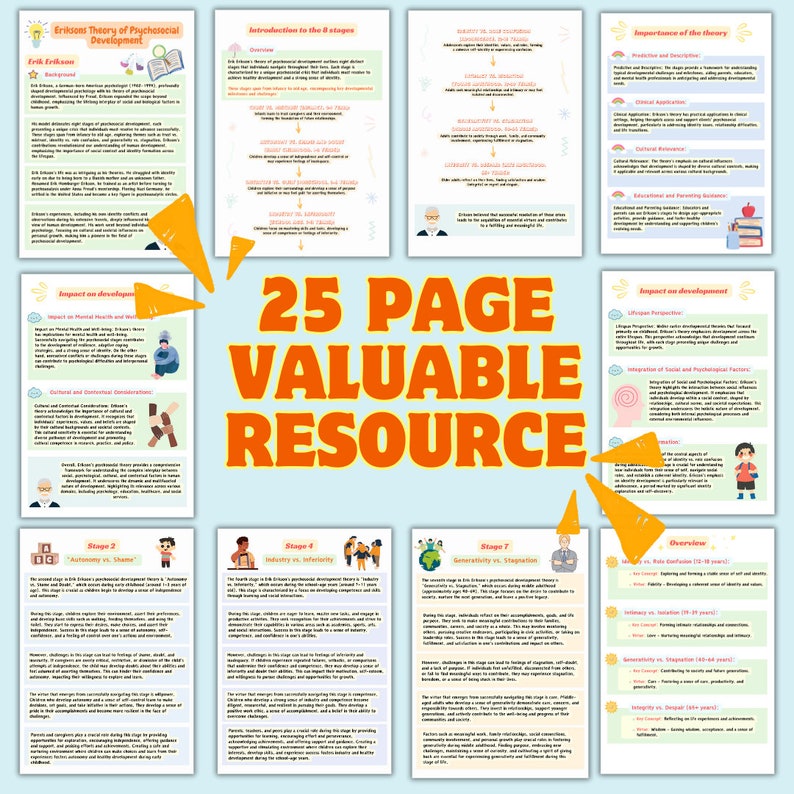 Eriksons Stages of Development Information Student Handout Psychosocial ...