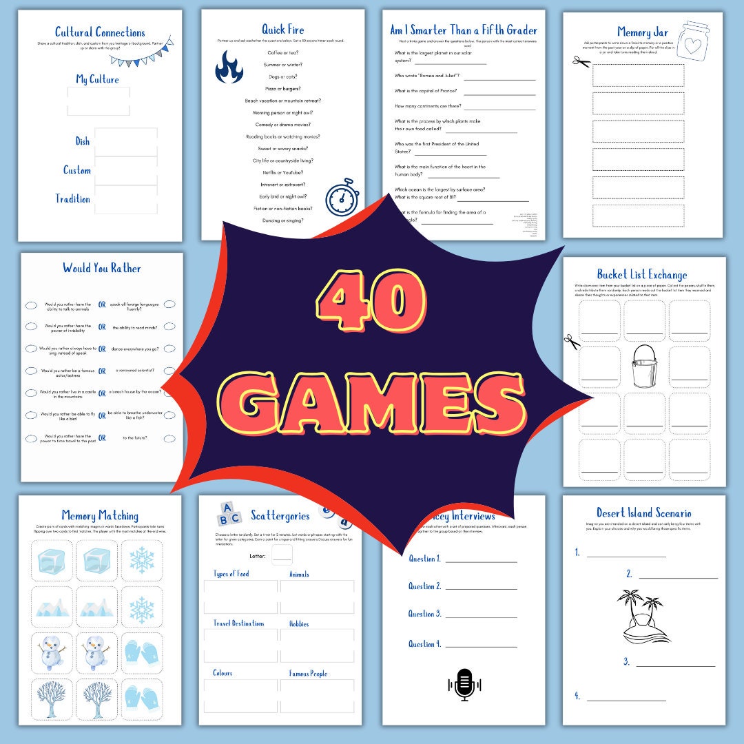 40 Fun Printable Office Games Team Building Activities Ideal for ...